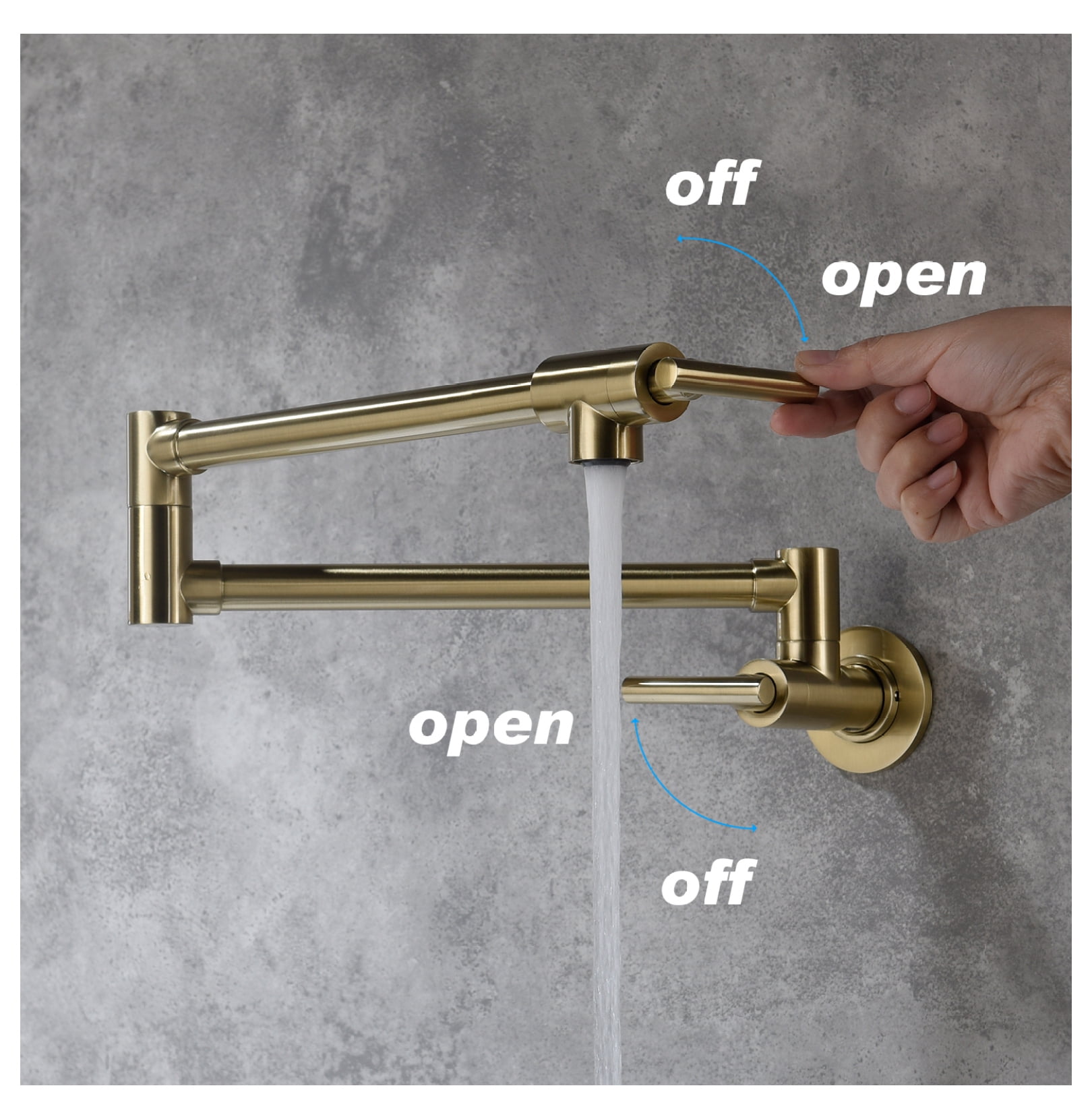 Pot Filler Faucet Wall Mount, Stainless Steel Swing Arm Kitchen Faucet ...