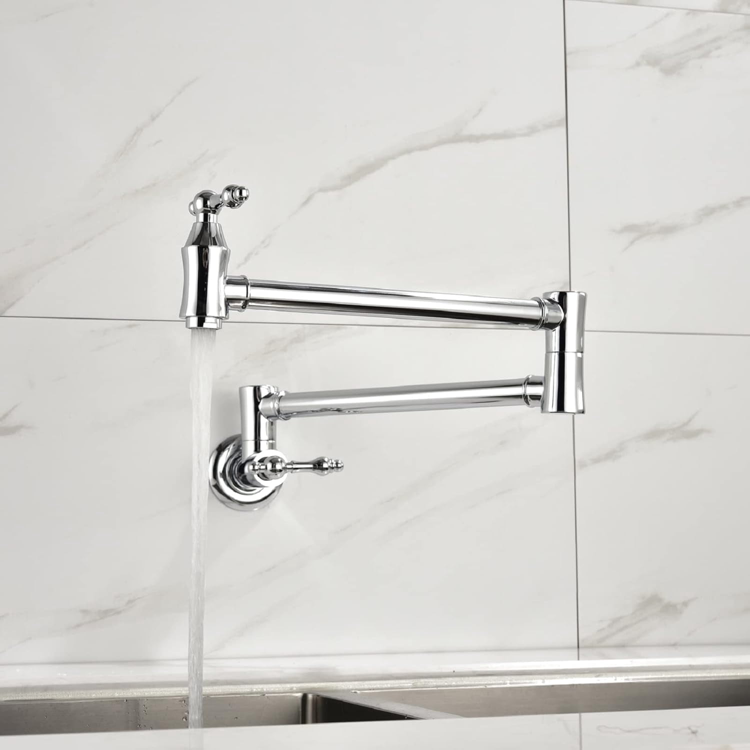 Pot Filler Faucet Wall Mounted, Wall Mount Kitchen Stove Faucet, Brass ...