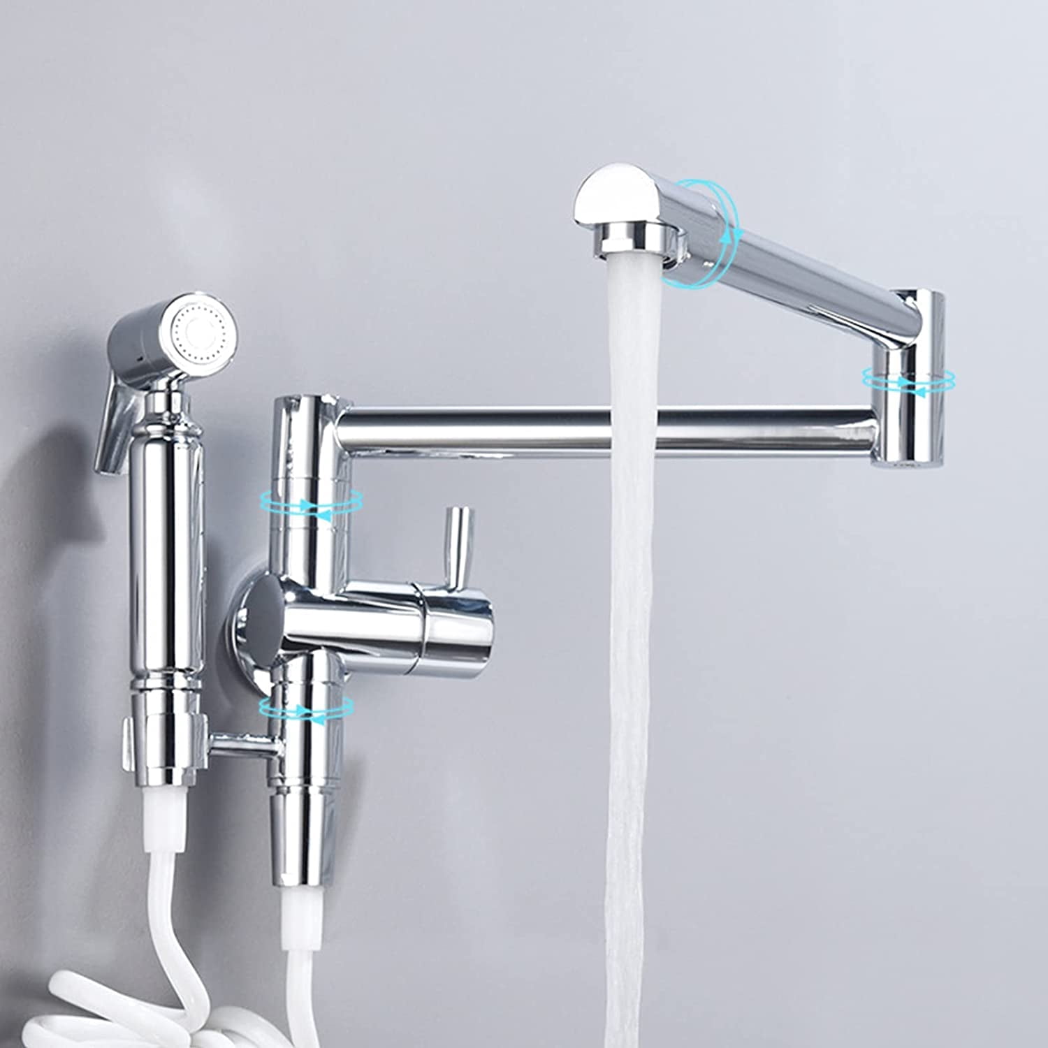 Pot Filler Faucet, in-Wall Rotating Folding Kitchen Sink Faucet with ...