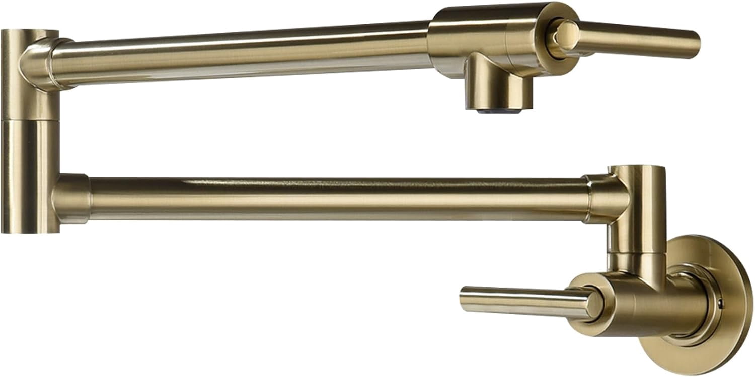 Pot Filler Modern Brass Pot Filler Two-Attachment Wall Mount Folding ...