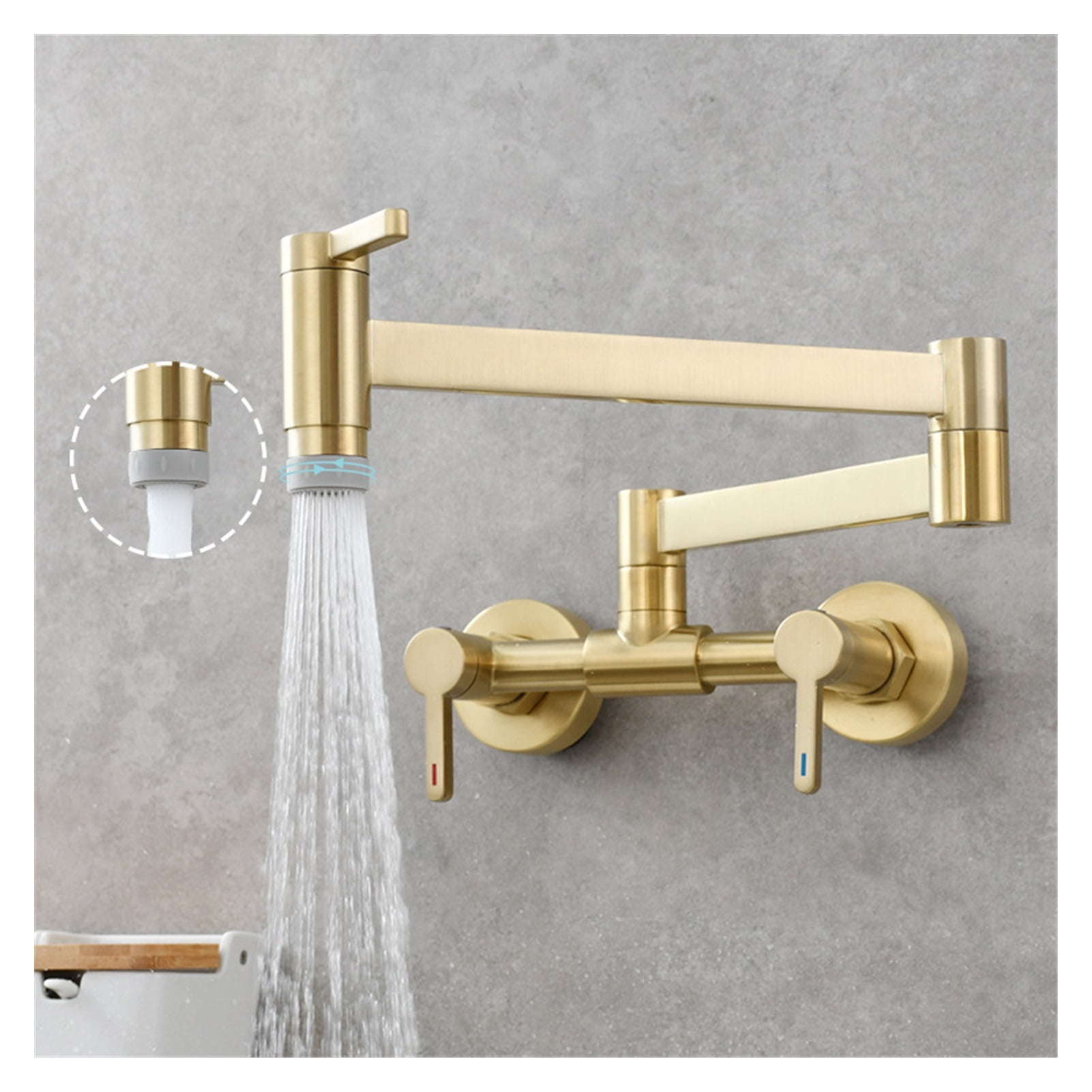 Pot Filler Tap Wall Mounted Foldable Kitchen Faucet Hot And Cold Single ...