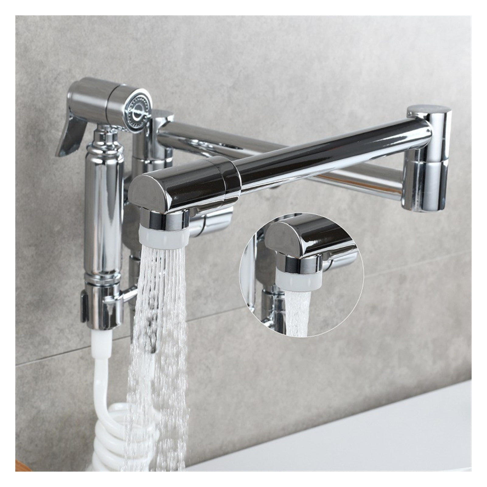 Pot Filler Tap Wall Mounted Foldable Kitchen Faucet With Bidet Sprayer ...