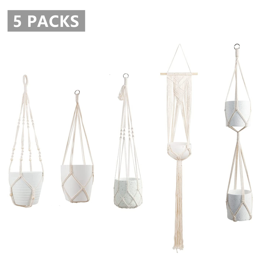 Pot Holder Macrame Plant Hanger Hemp Rope Braided Hanging Planter ...