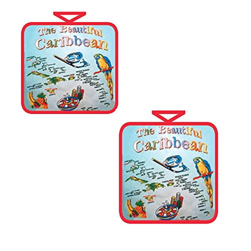 Pot Holders Caribbean Island Souvenir Gift Set of 2-100% Cotton Hot ...