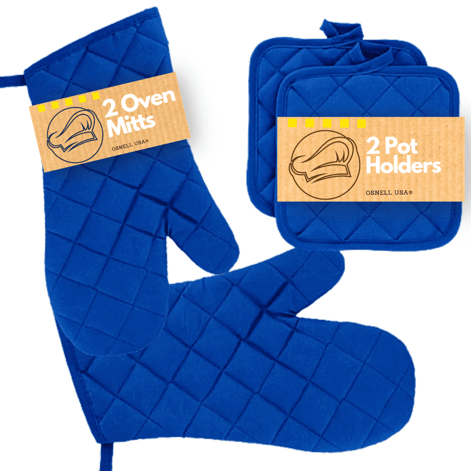 Pot Holders - Pack of 4 Pot Holder - Blue Potholders & Oven Mitts for ...