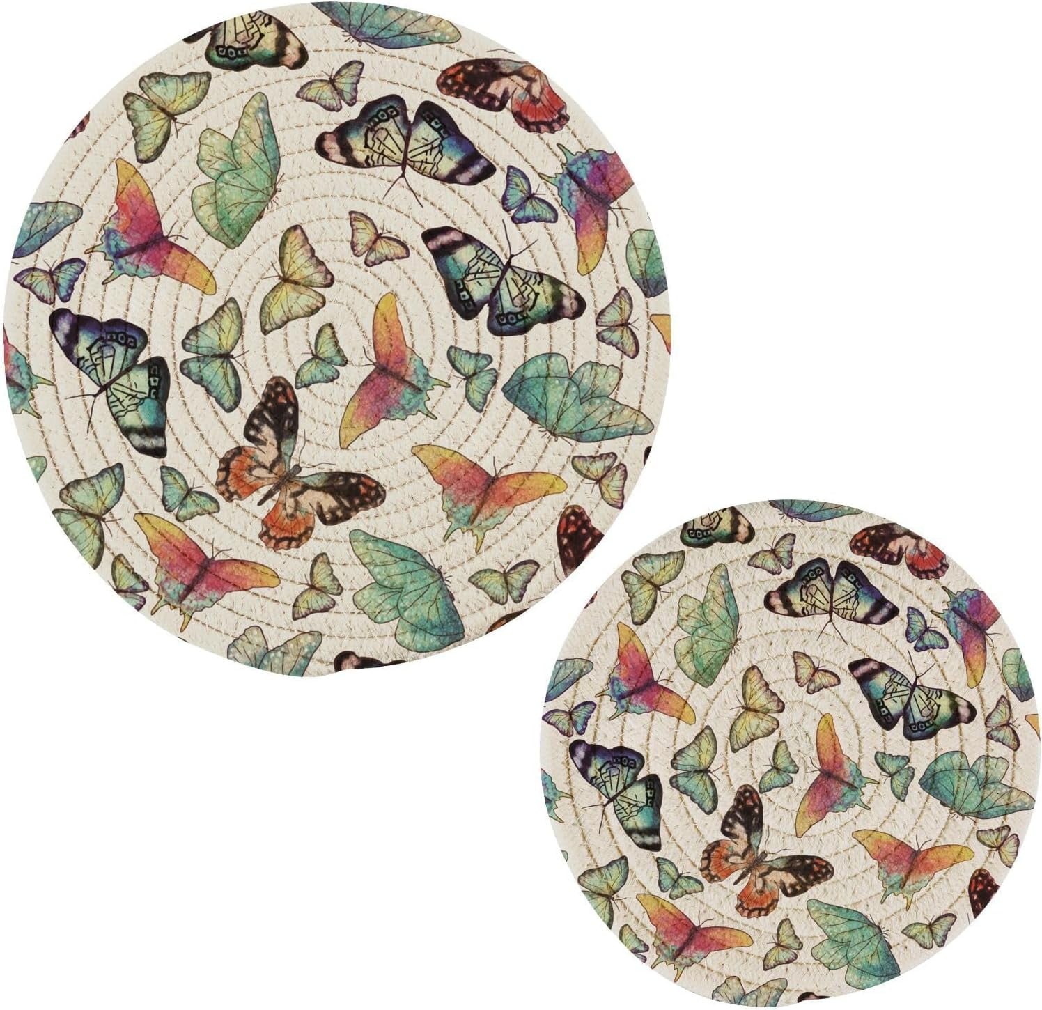 Pot Holders Trivets Set Cotton Potholders Set, Set of 2, Butterfly ...