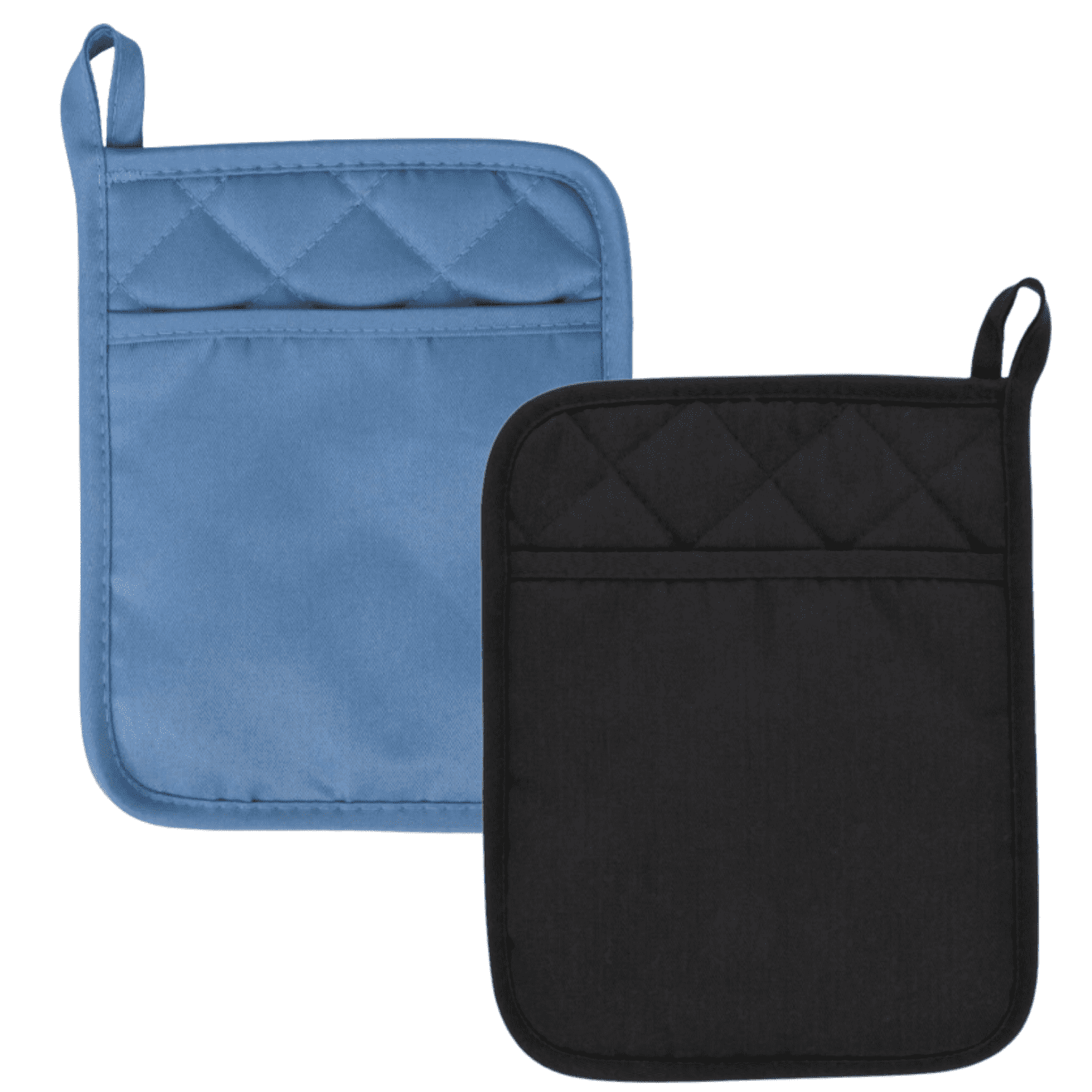 Pot Holders for Kitchen - 2 Pack: 1 Blue 1 Black - 9x7 in - Rubber Pot ...