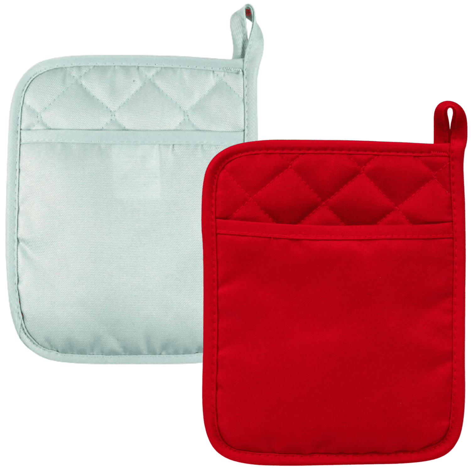 Pot Holders for Kitchen - 2 Pack: 1 Soft Teal 1 Red - 9x7 in - Walmart.com