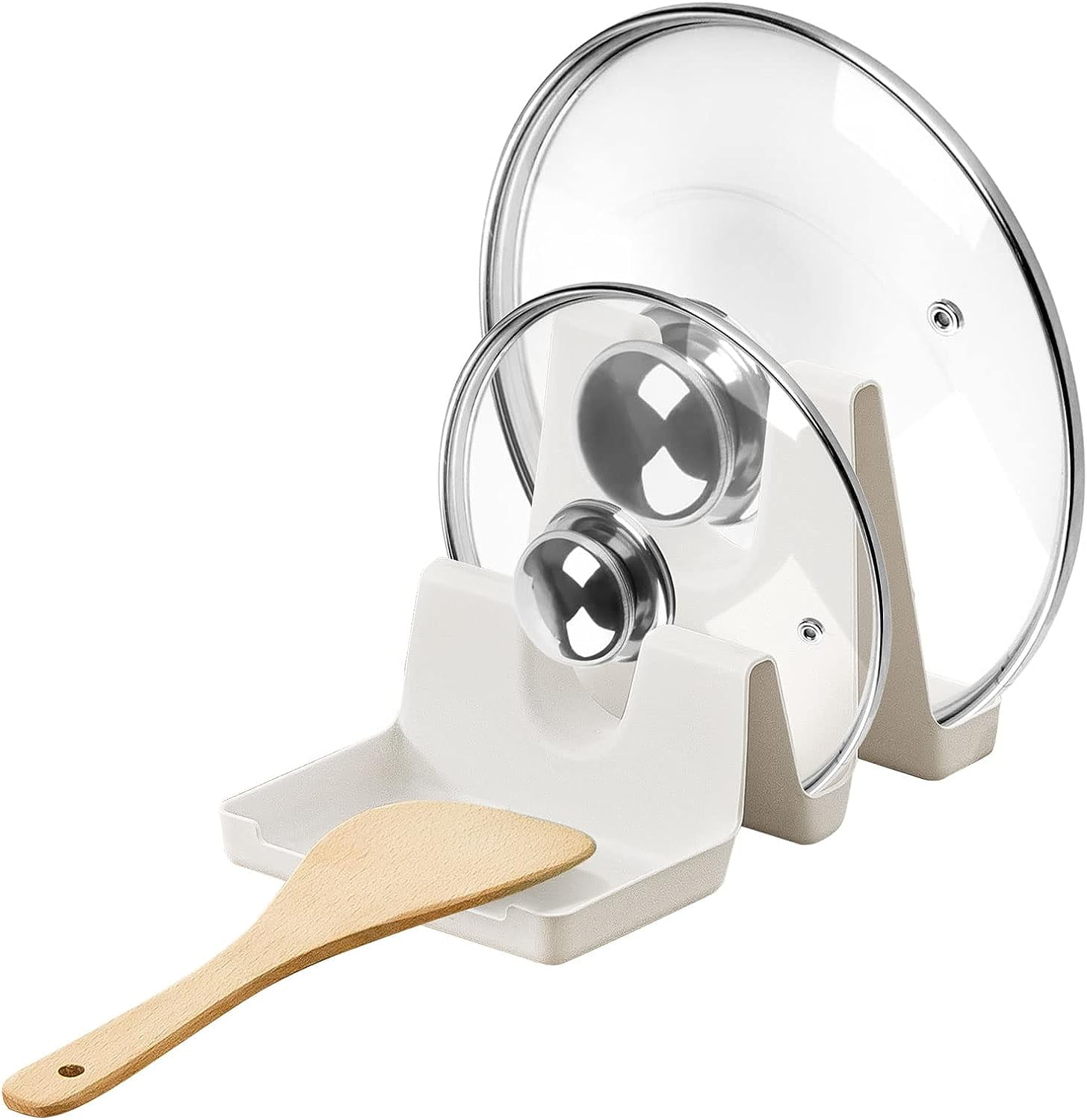 Pot Lid Holder Organizer, Plastic Wavy-Shape 2 Layers Pot Lid Stand ...