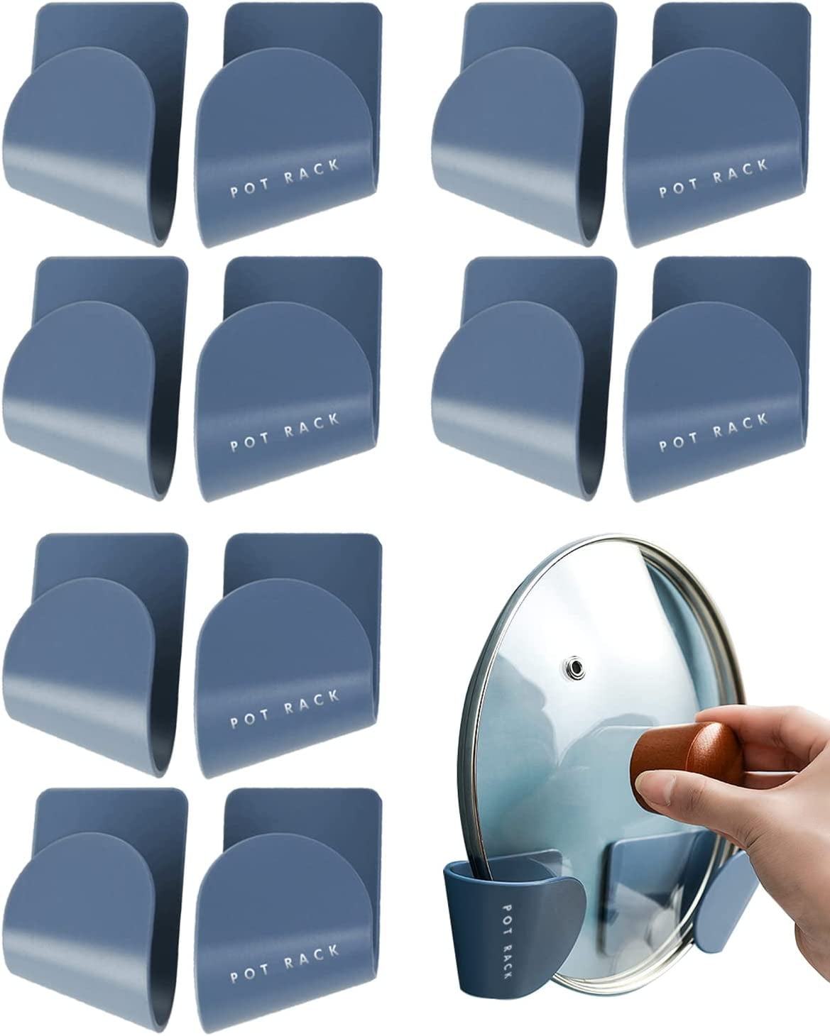 Pot Lid Organizer, 6 Pairs of Adjustable Wall Mount Pot Lid Holder ...