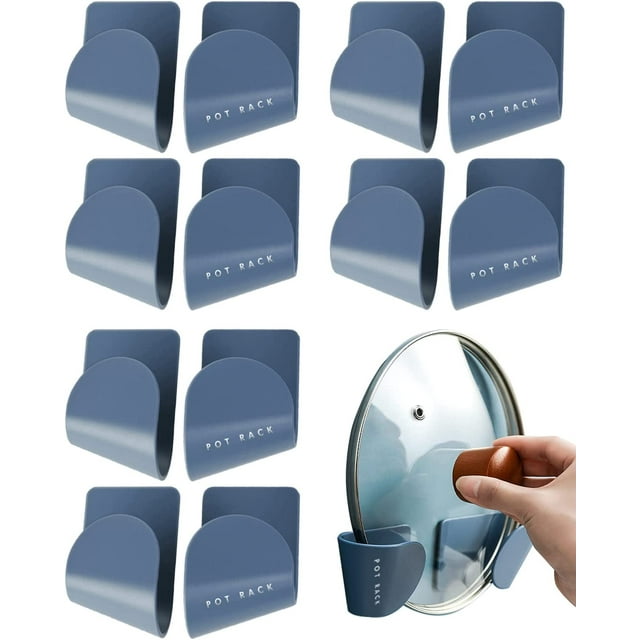 Pot Lid Organizer, 6 Pairs of Adjustable Wall Mount Pot Lid Holder ...