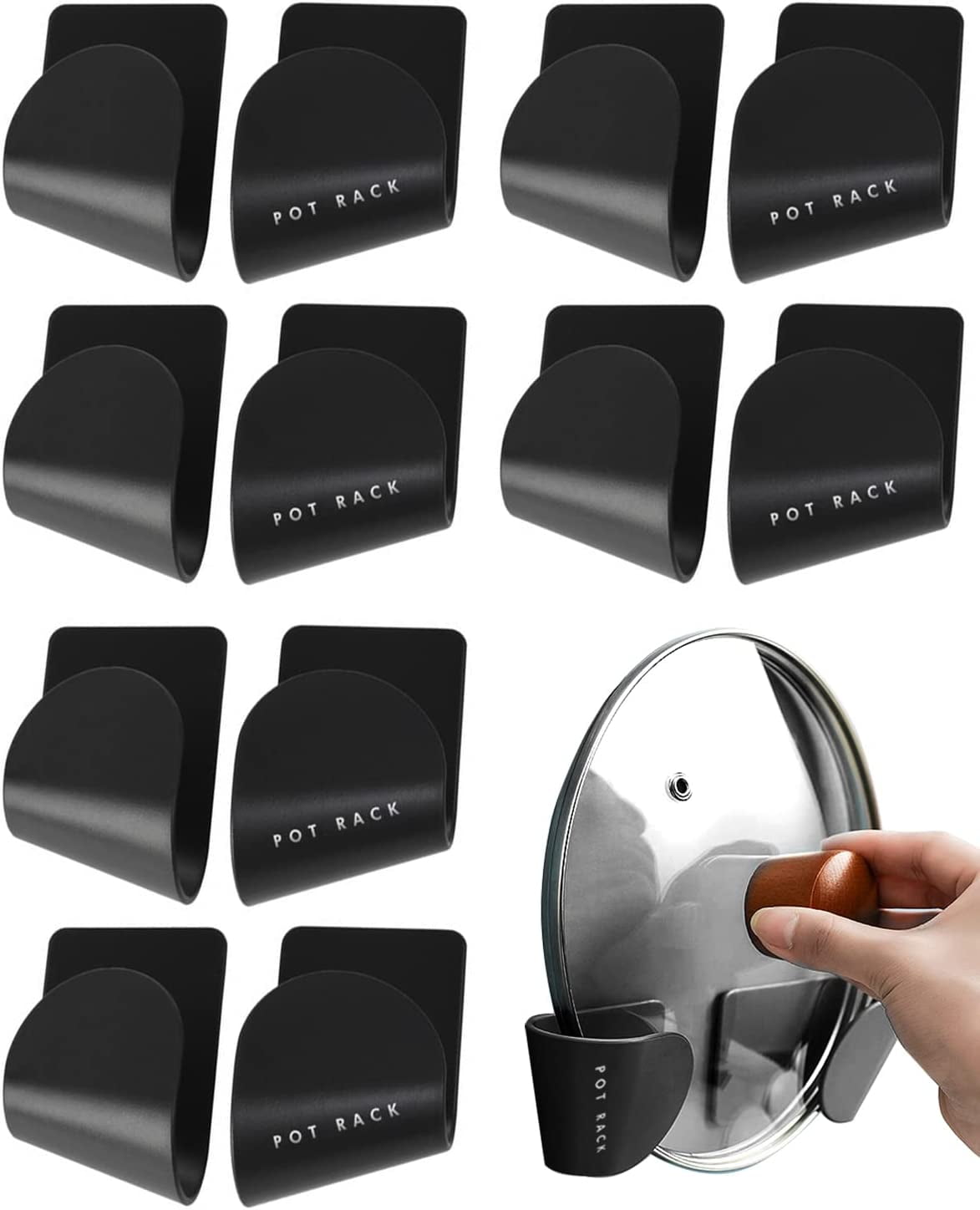 Pot Lid Organizer, 6 Pairs of Adjustable Wall Mount Pot Lid Holder ...