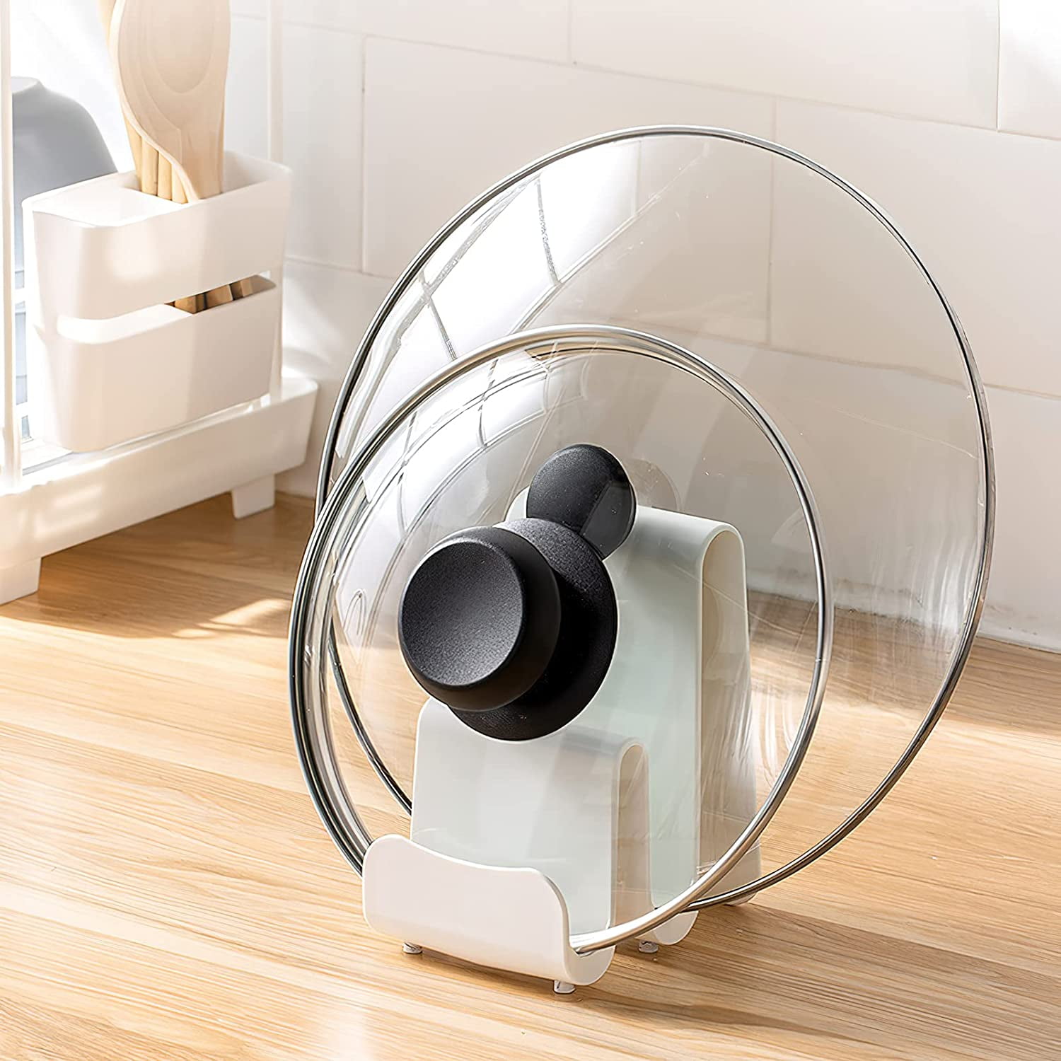 Pot Lid Organizer, Pot Lid Holder Organizer Multifunction 2 Layer Pot ...