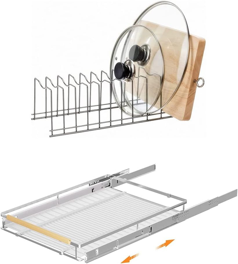 Pot Lid Organizer Pot Lid holder, Pots and Pans Organizer Drawer Plate ...