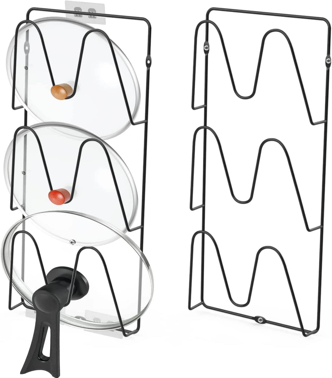 Pot Lid Organizer Rack, 3 Tier, Wall Mounted, Black - Walmart.com