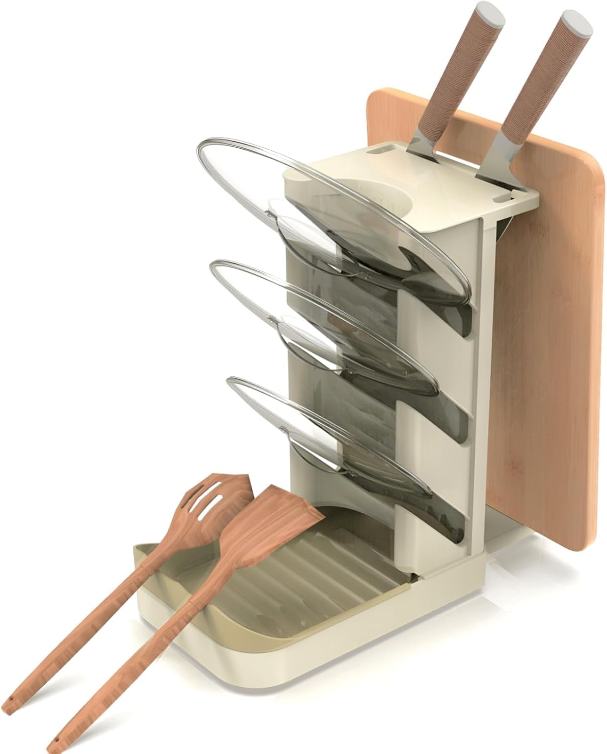 Pot Lid Organizer Rack, 3-in-1 Pan Lid Storage Organizer ...
