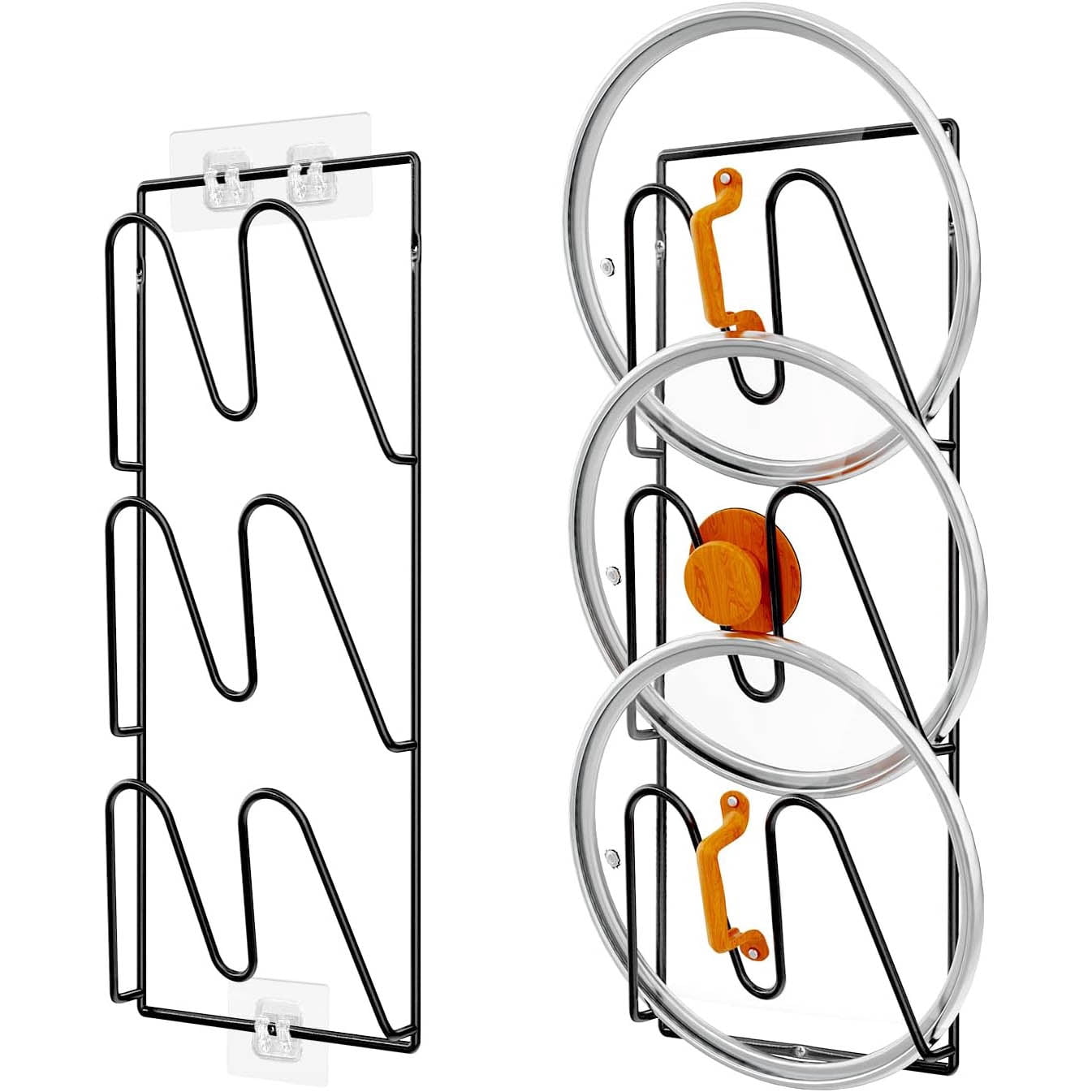 Pot Lid Organizer Rack, 6-Tier Pot Lids Holder for Cabinet Door or Wall ...