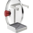 Pot Lid Rack with Drip Tray (White) - Multifunctional Metal Kitchen ...