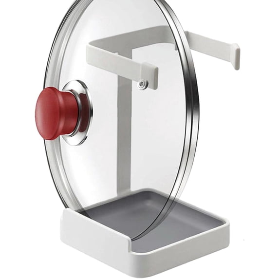 Pot Lid Rack with Drip Tray (White) - Multifunctional Metal Kitchen ...