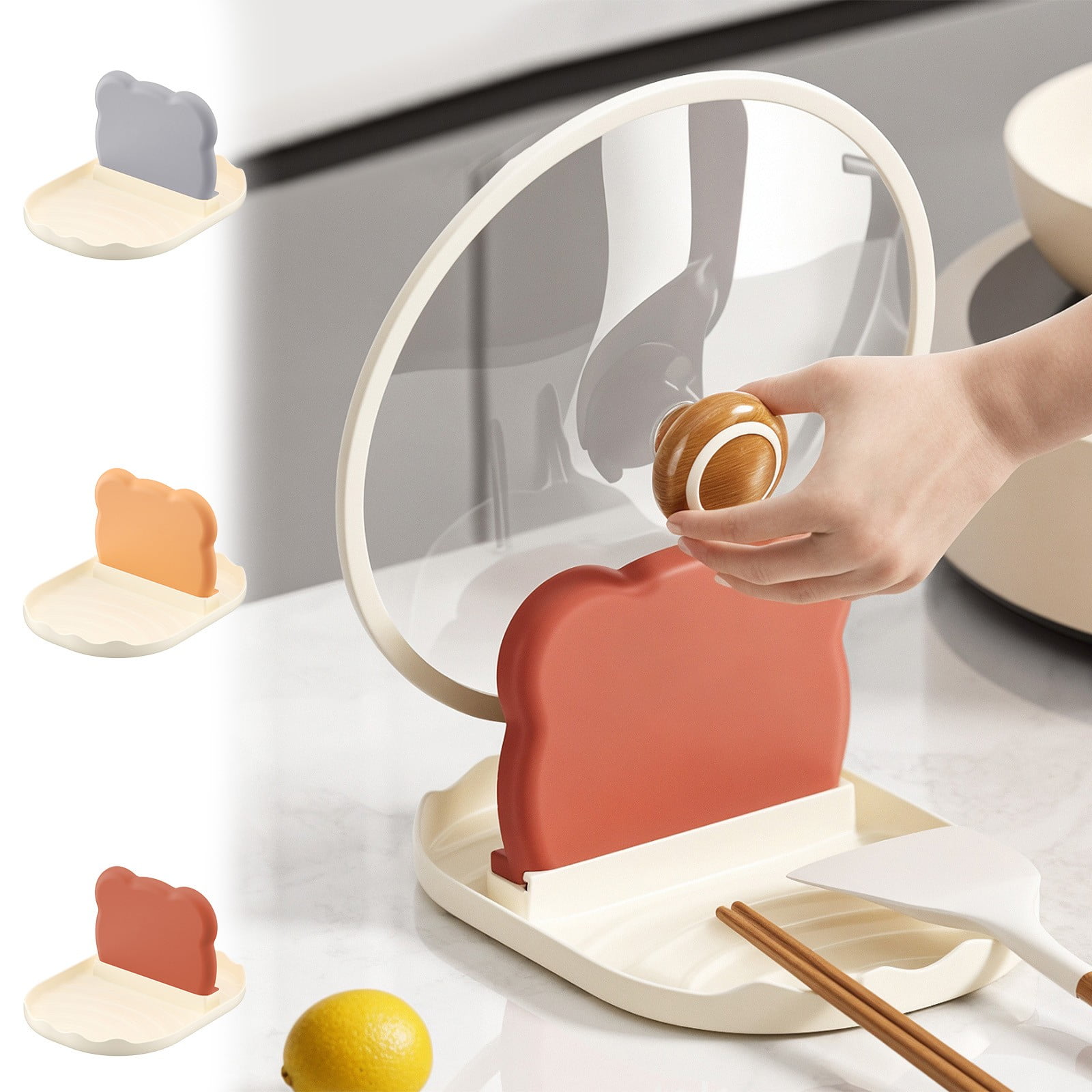 Pot Lid Rack Stand Countertop Organizer Plastic Storage Shelf for ...