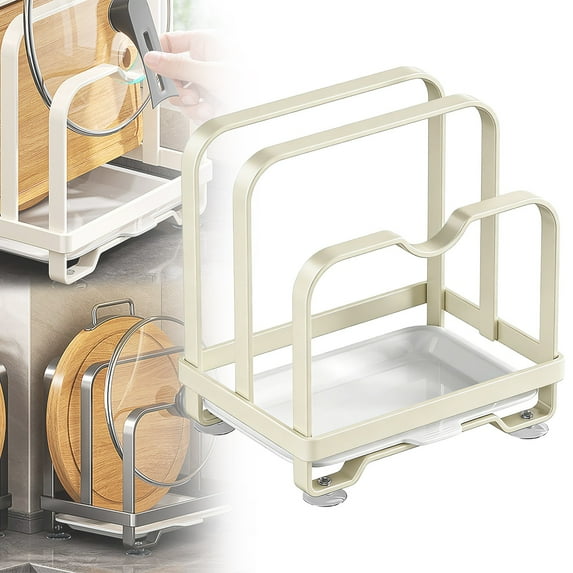 Pot Lids Organizer Rack for Cabinet and Countertop, 3+ Pan Lids and ...