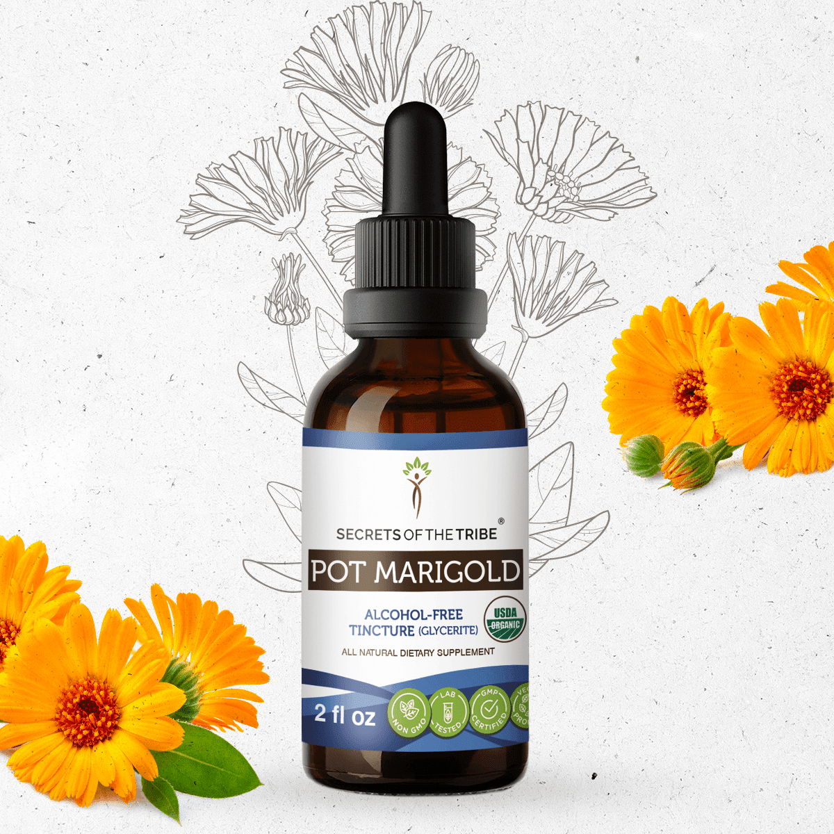 Secrets Of The Tribe Pot Marigold Organic Dietary Supplement, Natural ...