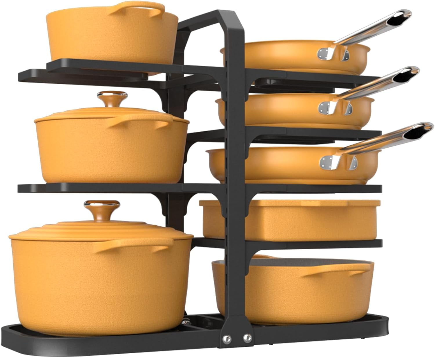 Pot and Pan Organizer for Under Cabinet, Thickened 8-Tier Adjustable ...