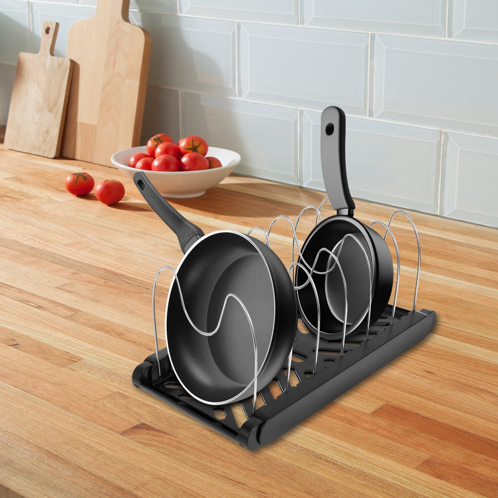 Pot and Pan Organizers Rack Multipurpose Anti Slip Pot Lid Holder Space ...