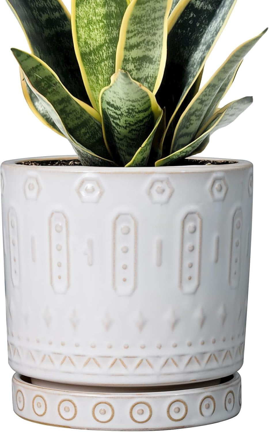 Pot for Plants 6 Inch - Ceramic Planter for Indoor Plants Decorative Plant Pot with Drainage ...