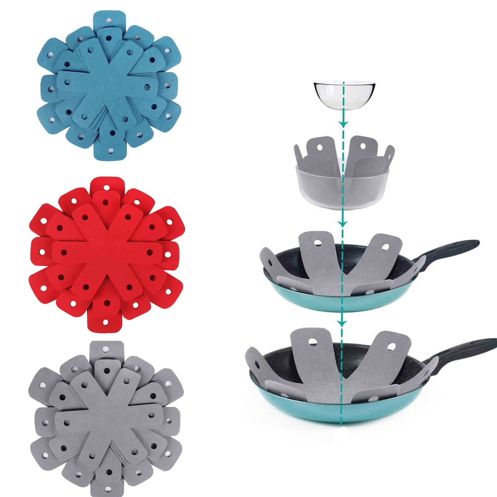 Pot Protectors 12 Pack, Stackable Cookware Dividers for Non-Stick Pans ...