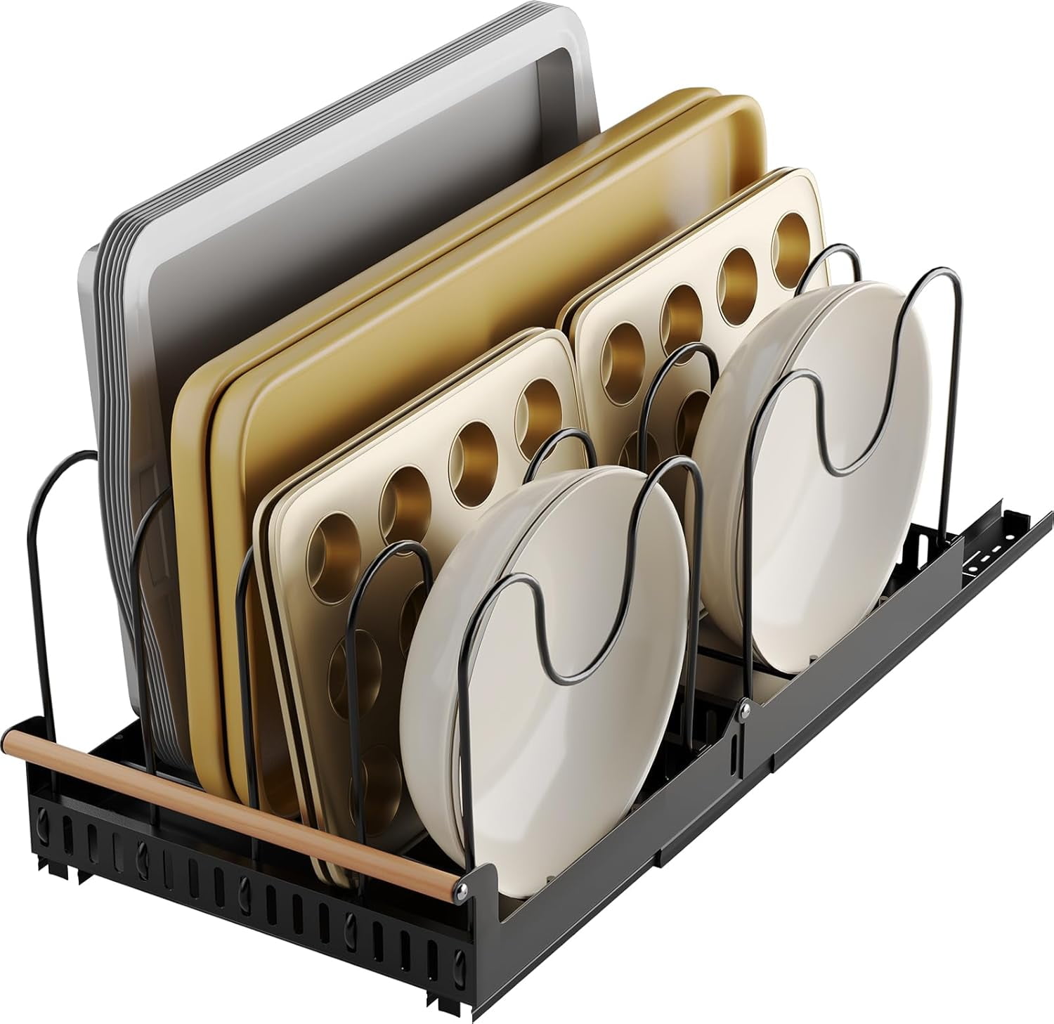 Pot Rack -Expandable Pan Organizer for Cabinet,Pot Lid Holder with 10 ...