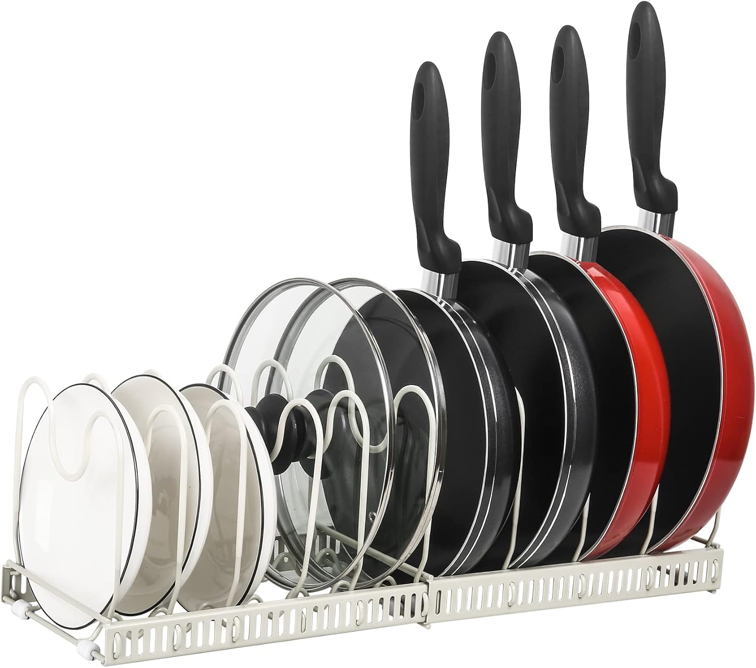 Pot Rack -Expandable Pan Organizer for Cabinet,Pot Lid Holder with 10 ...