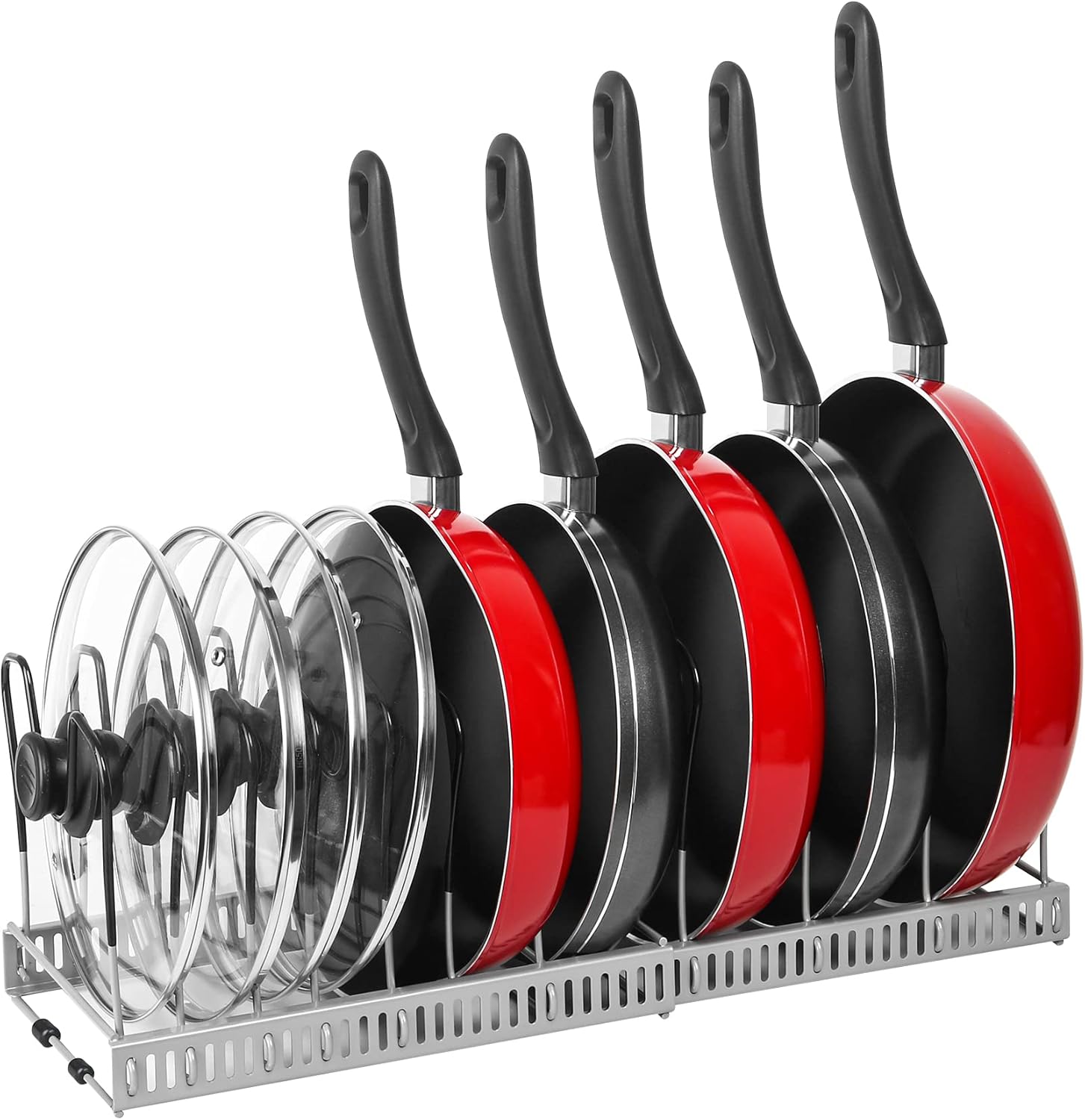 Pot Rack -Expandable Pan Organizer for Cabinet,Pot Lid Holder with 10 ...
