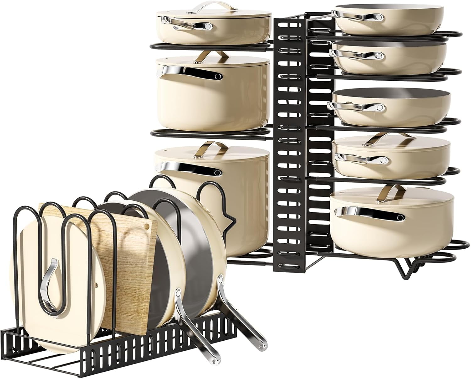 Pot Rack Organizer for Cabinet - Adjustable Pot Lid Holder & Pan ...
