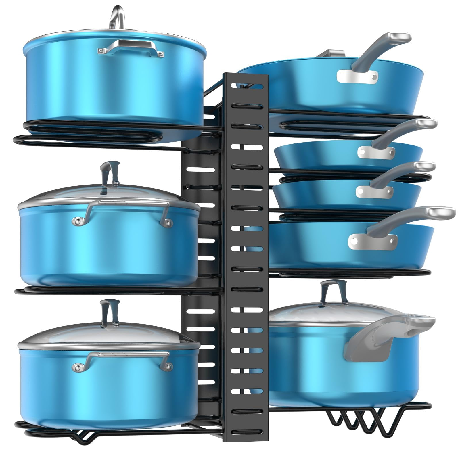Pot Rack Organizer Under Cabinet,8 Tier Adjustable Pot Organizers ...
