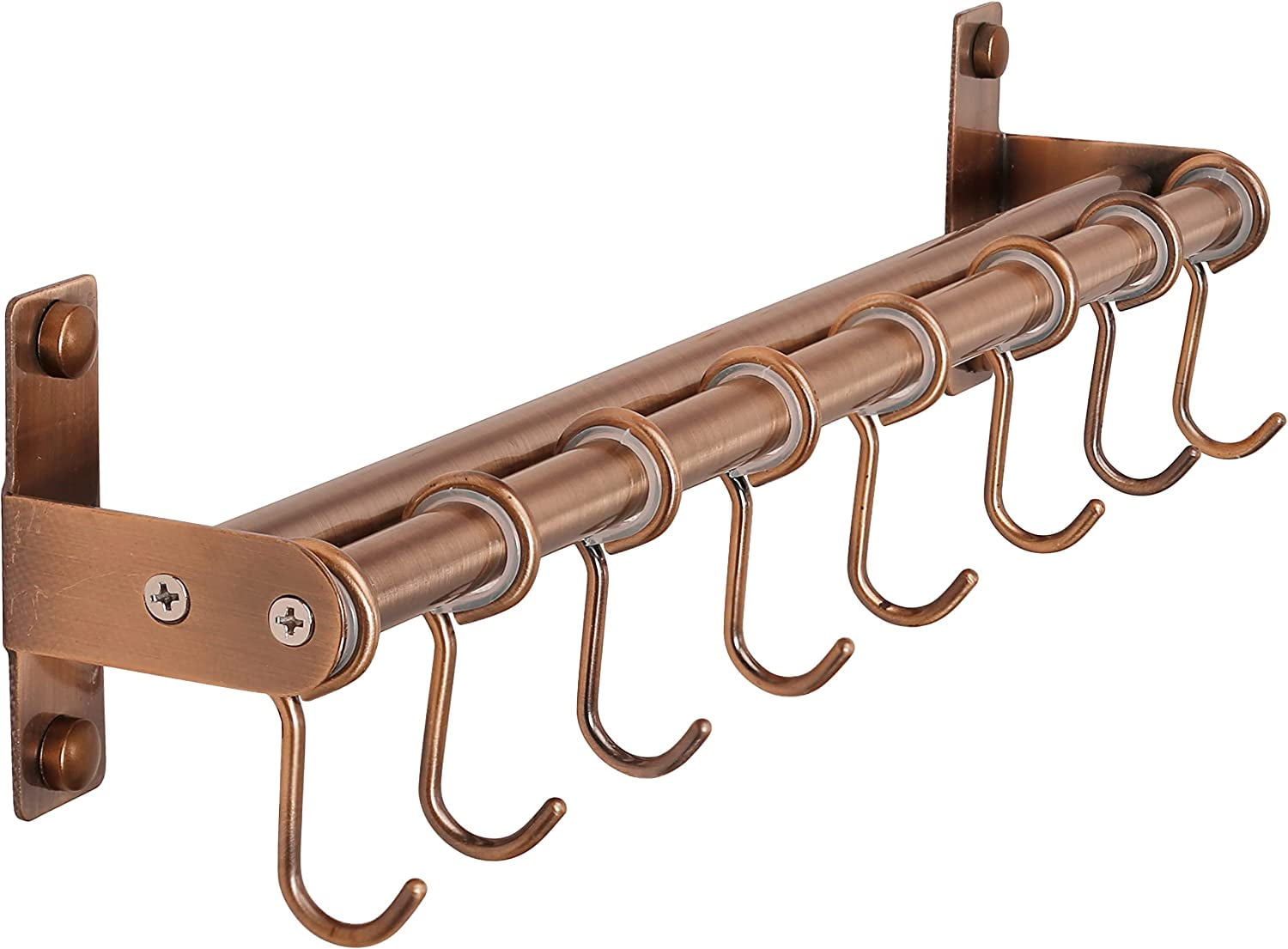 Pot Rack - Pots and Pans Hanging Rack Rail with 8 Hooks, Double Bars ...