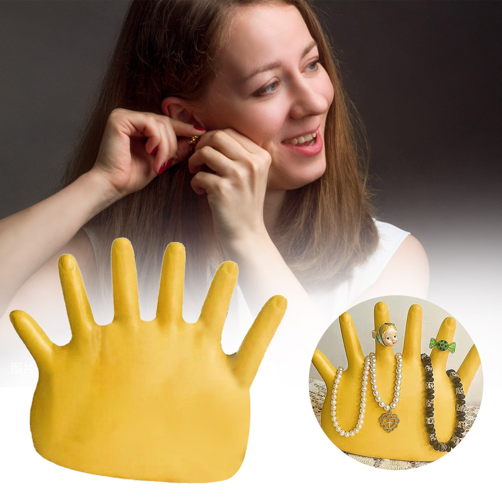 Pot Rack Resin Hand Form 6 Fingers Ring Necklace Jewelry Jewellery ...