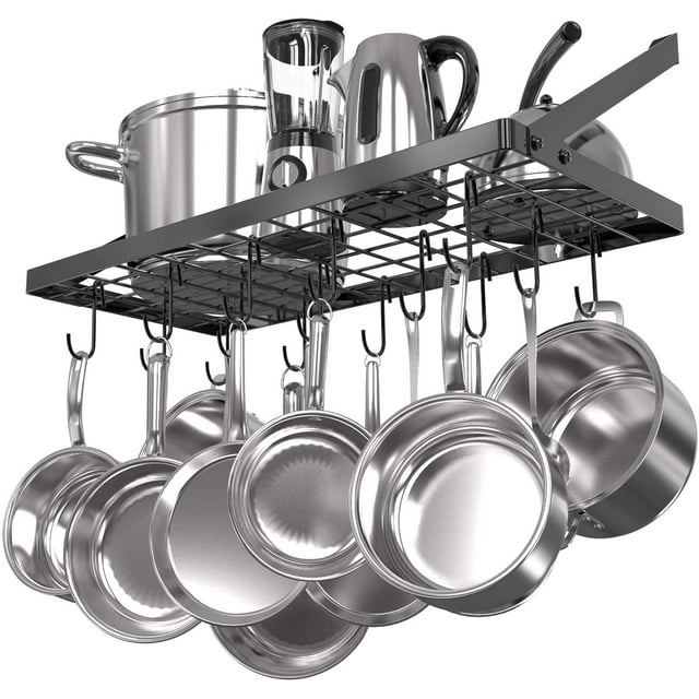 VDOMUS Pot Rack Wall Mounted, Cookware Organizer Holder with 15 Hangers ...