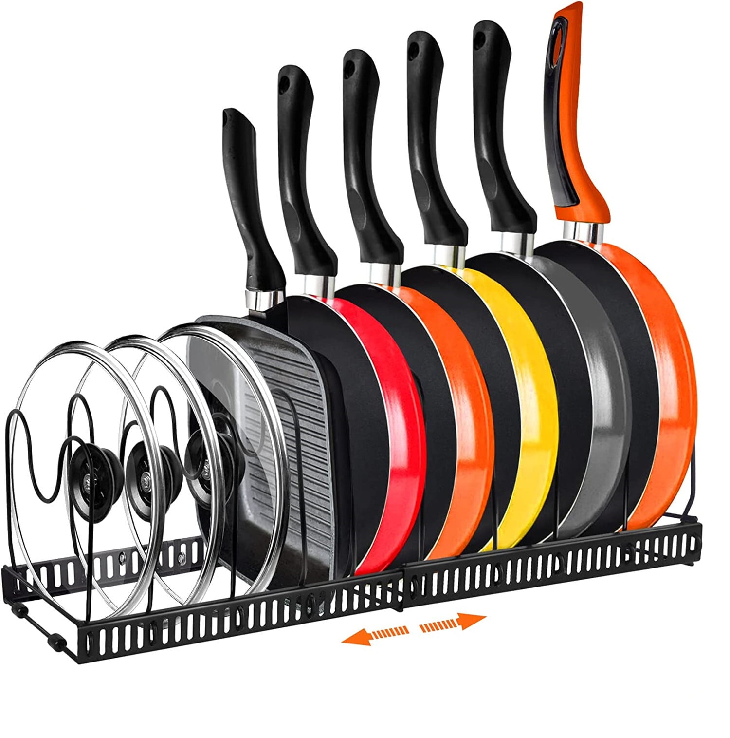 Expandable Pot & Pan Organizer with 10 Adjustable Compartments, 12-23 ...