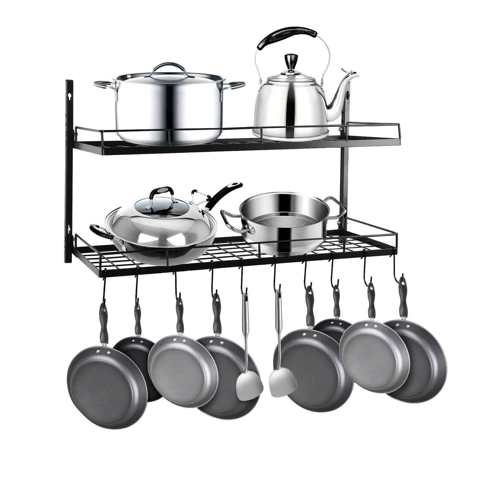 Pot and Pan Rack Organizer Hanger Storage Wall Holder Kitchen Cookware ...