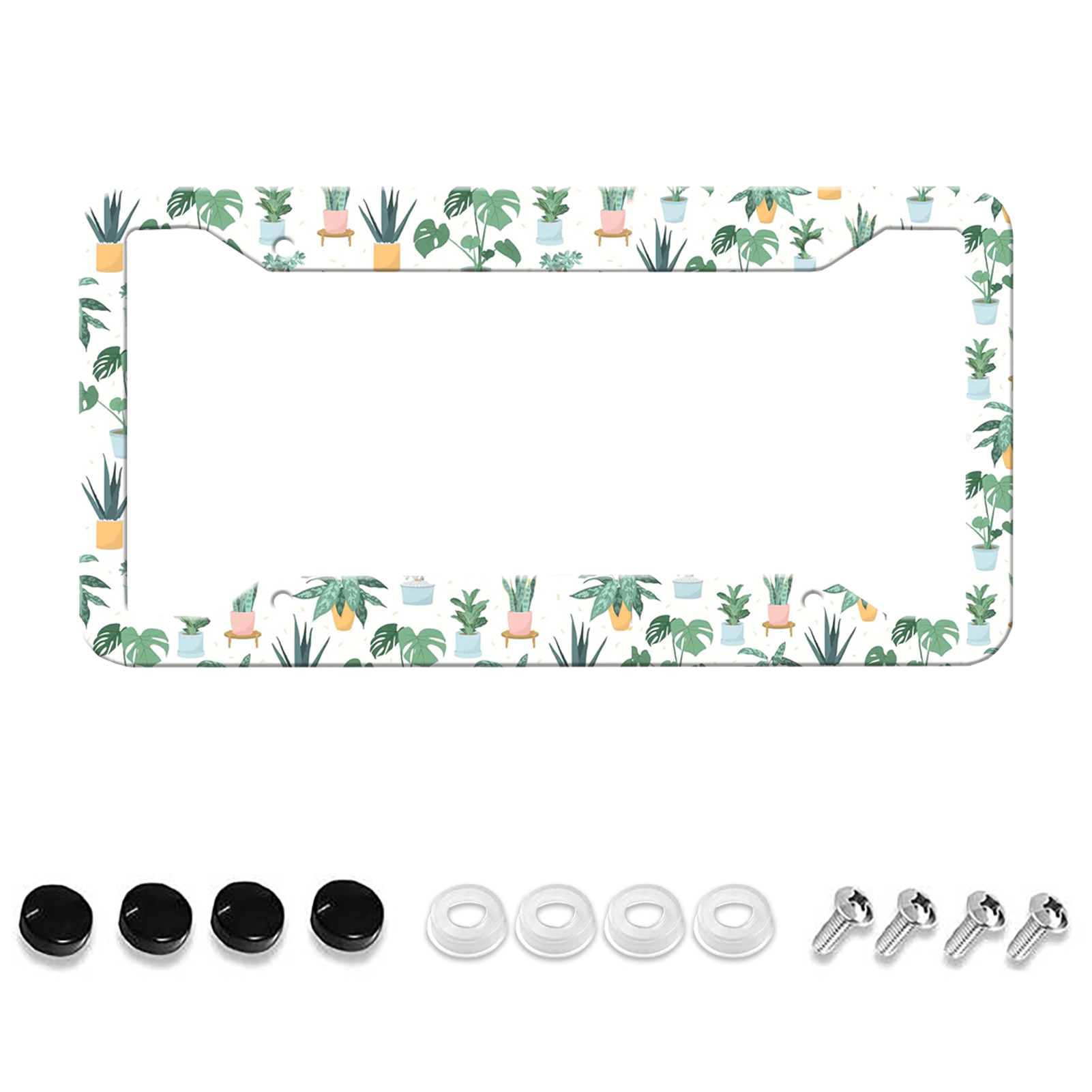 Pot green Plant style License Plate frame Stainless steel license plate ...