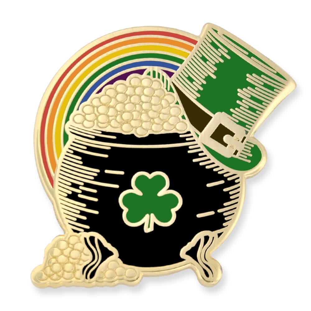 Pot of Gold Irish Top Hat Rainbow St. Patricks Day Enamel Lapel Pin ...