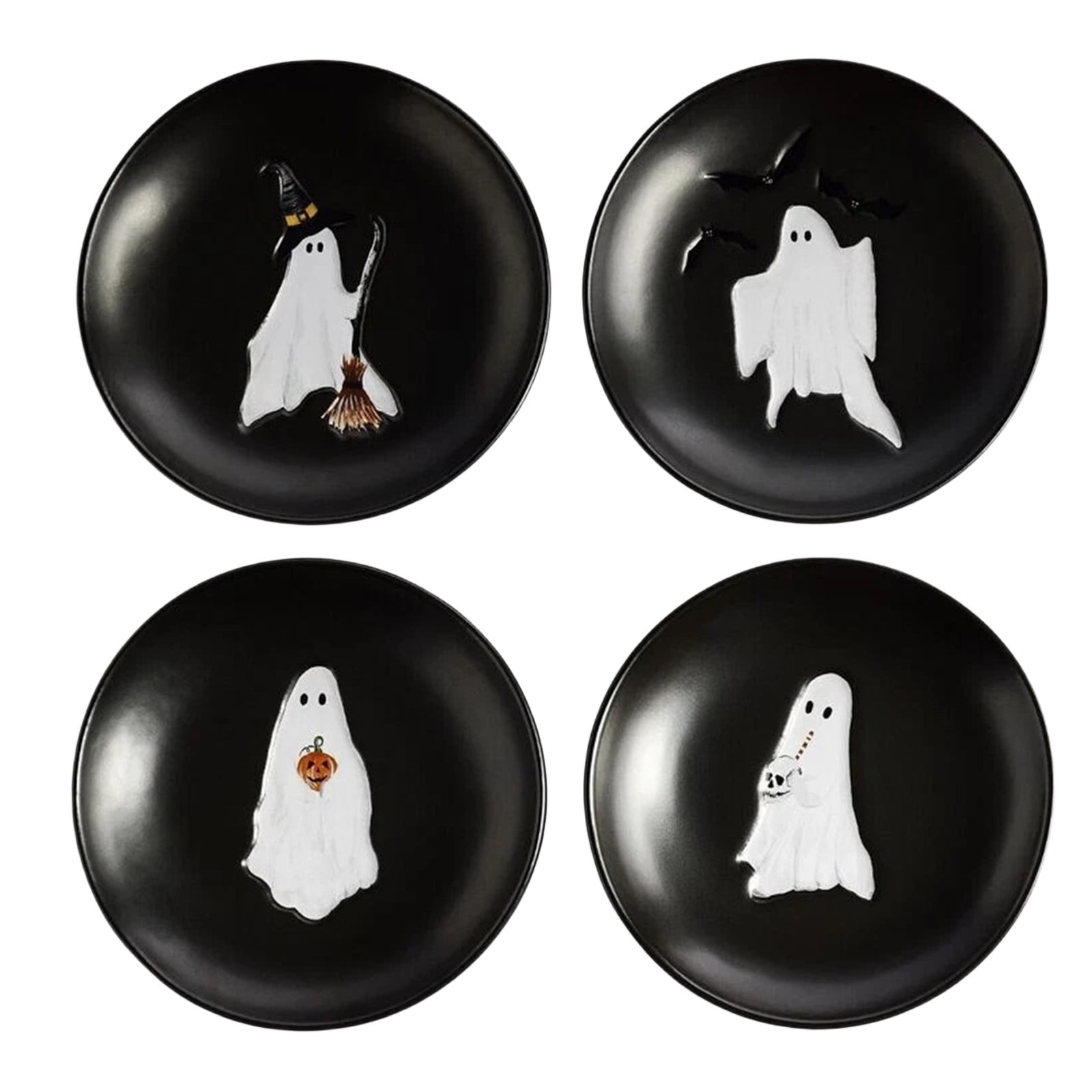 Pot-tery Ba-rn Halloween Ghost Appetizer Plates Set, 4-Piece 6.75Inch ...