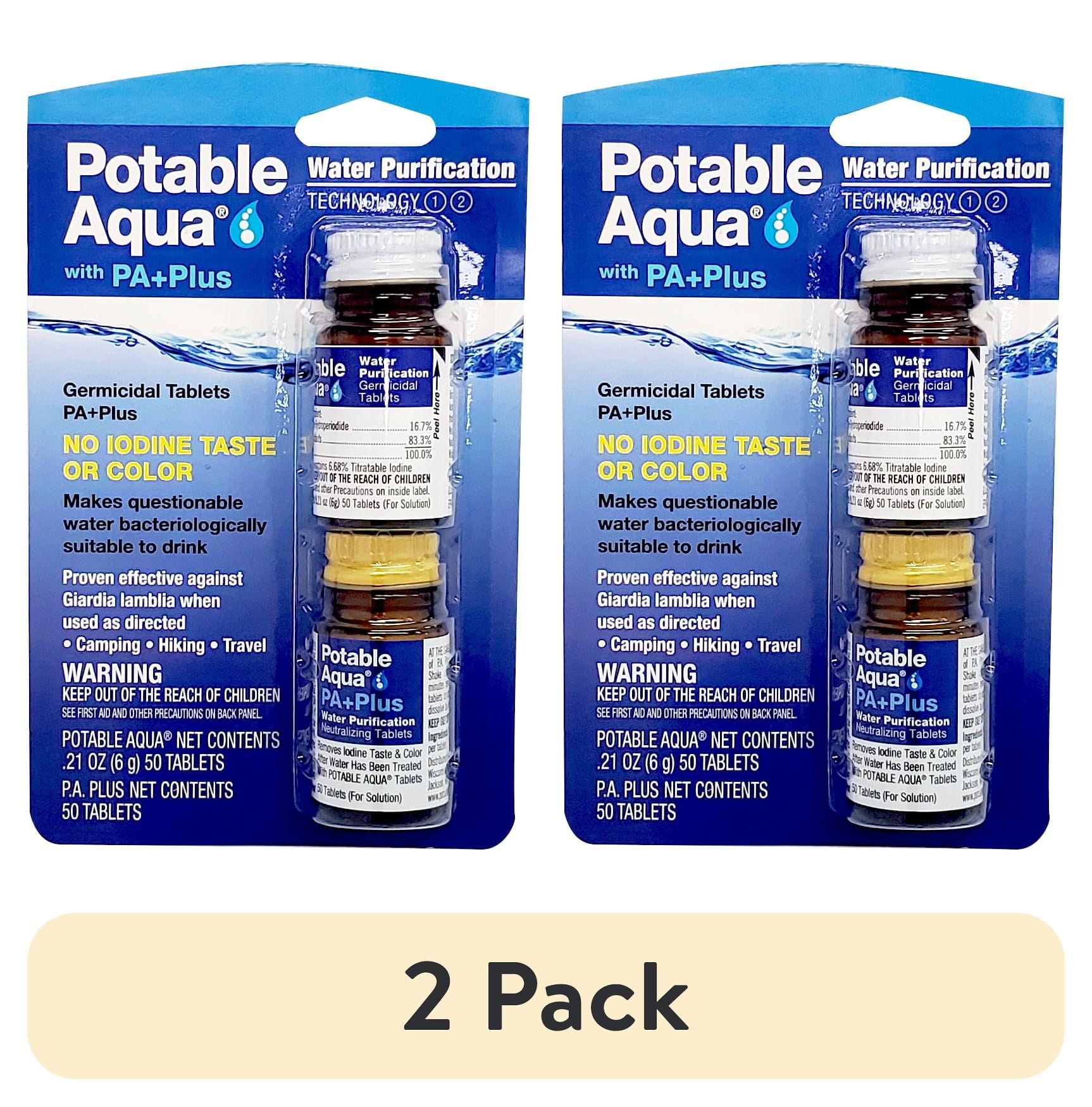 (2 pack) Potable Aqua Water Purification Tablets ,Two 50 Count Bottles ...