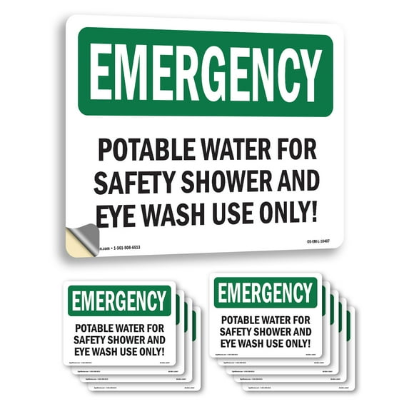 Potable Water For Safety Shower And Eye OSHA Emergency Vinyl Decal ...