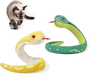 Potaroma Cat Toys Realistic Snake Catnip Crinkly Sound Toy 2 Pcs, Mesh Fabric for Teeth Cleaning ...
