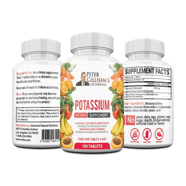 Potassium 100 tablets by Peter Gillham's Life Essentials - Walmart ...