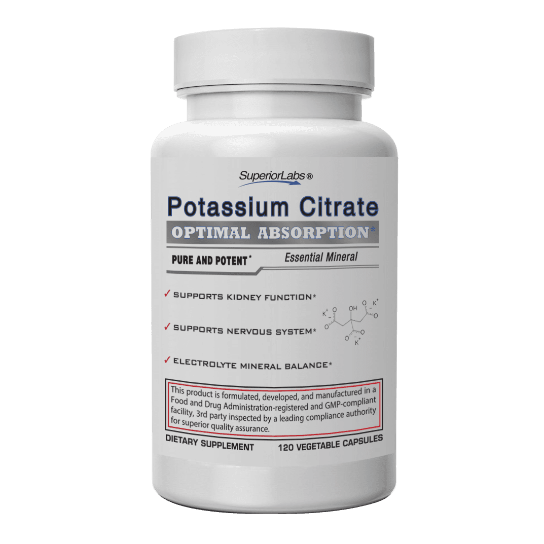 Superior Labs Potassium Citrate 100mg, 120 Veg Caps for Urine pH ...
