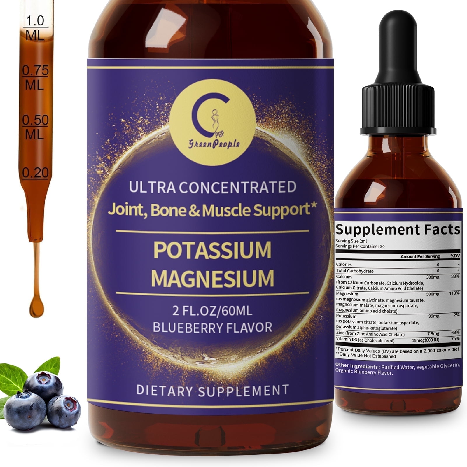 Potassium Magnesium Liquid Drop, for Leg Cramps & Bone & Energy ...