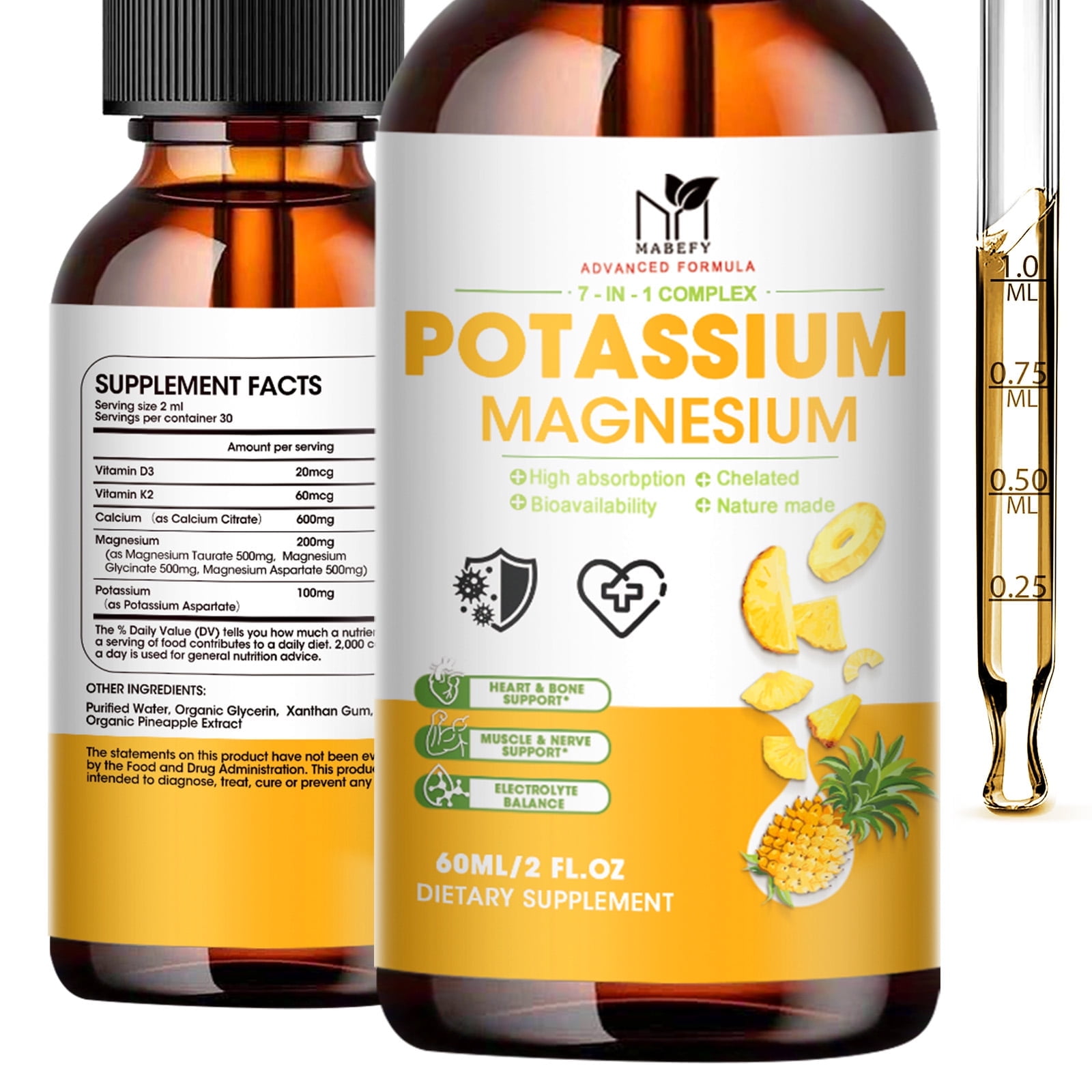 Potassium Magnesium Supplement, with Calcium, Vitamin D3K2 Support Bone ...